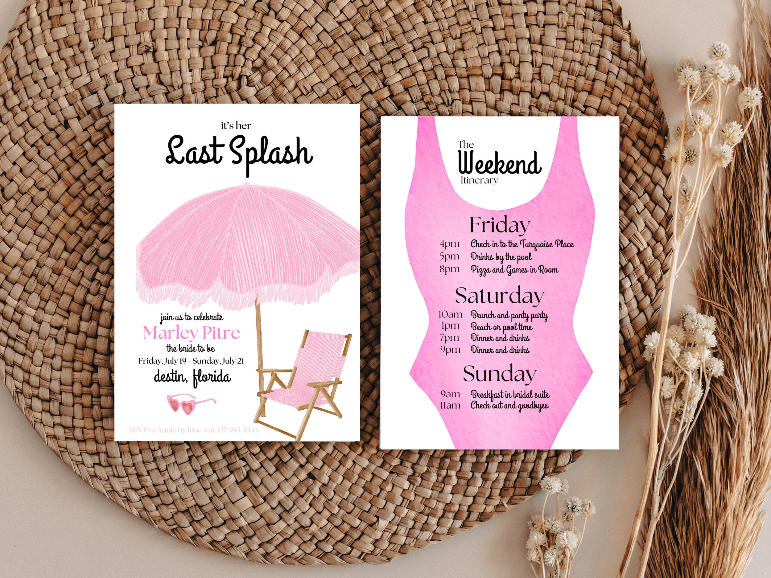 Last Splash Bachelorette Weekend Invite ,digital Bachelorette Itinerary ...