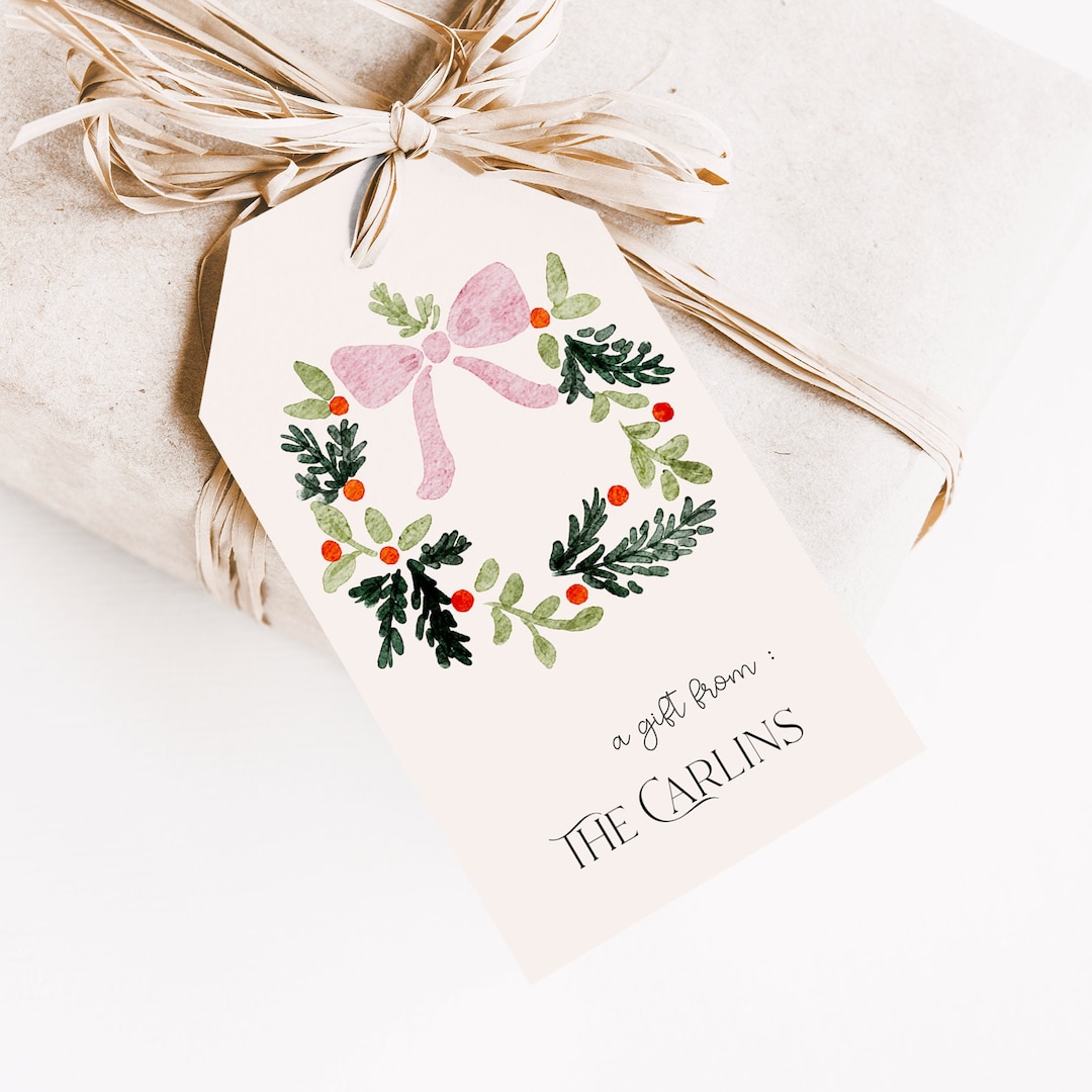Personalized Christmas Gift Tags, Printable Gift Tags, Pink Editable ...