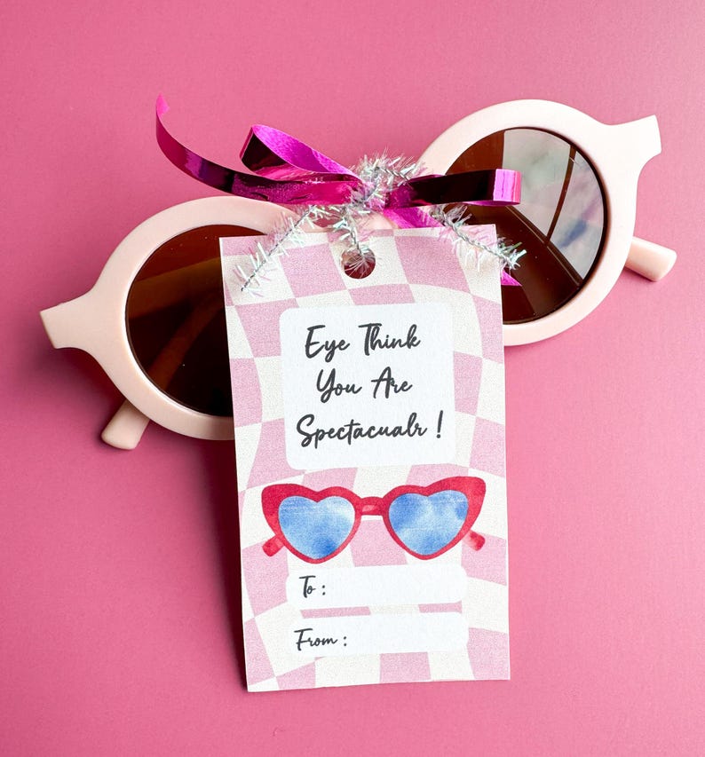 Sunglasses Valentine Tag, Printable Classroom Vday Gift, Cute DIY ...