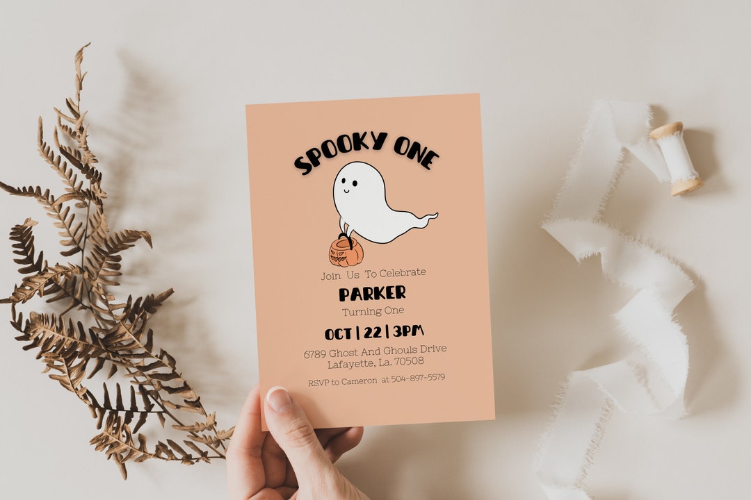 Spooky One Birthday Invitation Template, Spooktacular Boys First Bday ...