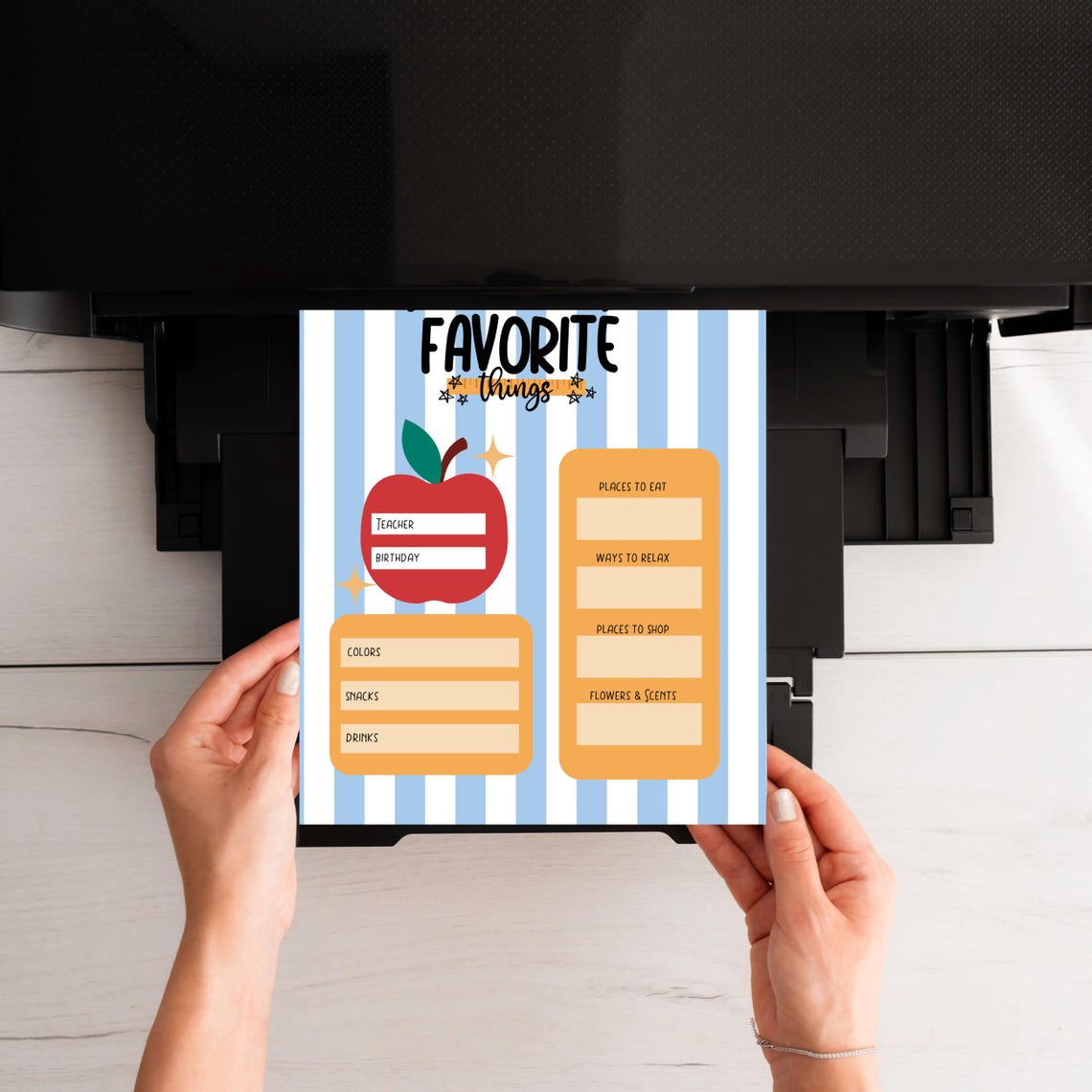 Teacher Favorite Things Survey, Printable Back to School Form, A Few of ...