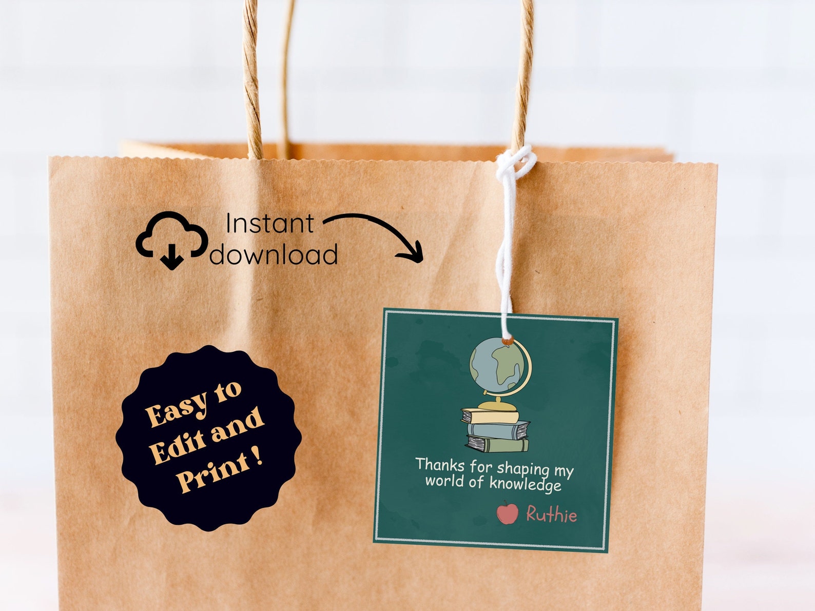 Editable Teacher Appreciation Tag, Teacher Thank You Gift Tag, Teacher ...
