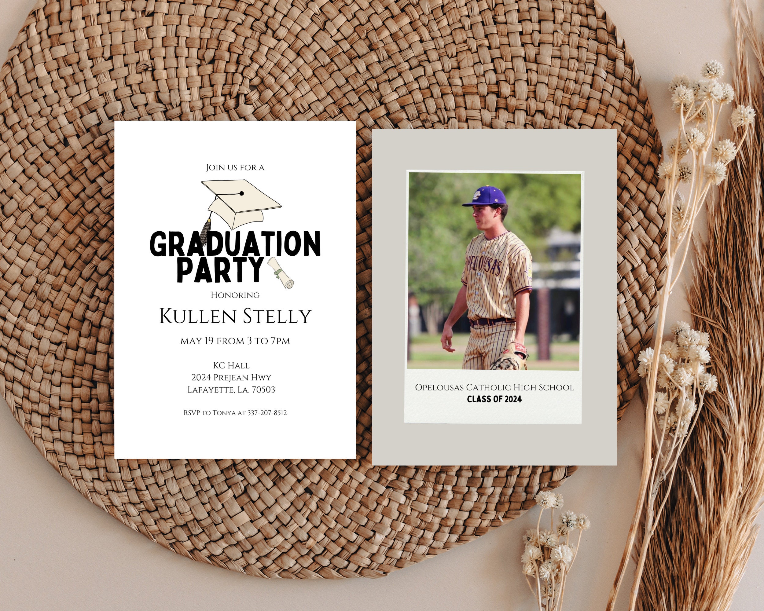 Editable Modern Graduation Invitation Template, Simple Boys Grad Invite ...