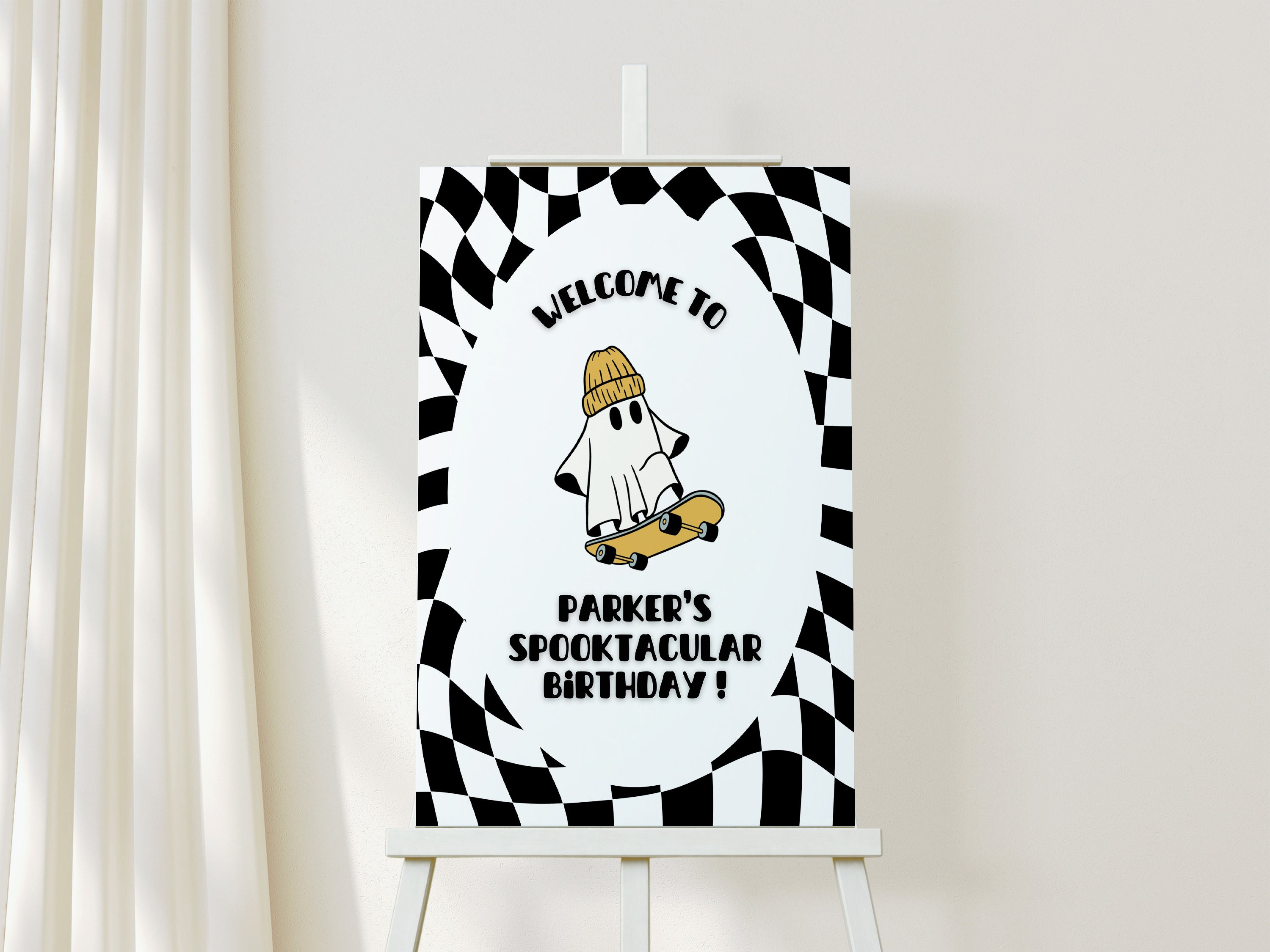 Spooky Dude Birthday Sign Template, Editable Spooktacular Boys Bday ...