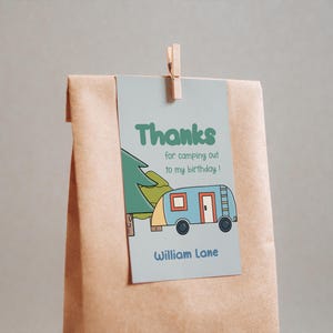 Editable One Happy Camper Party Favor Tag Template, Boys Camping ...