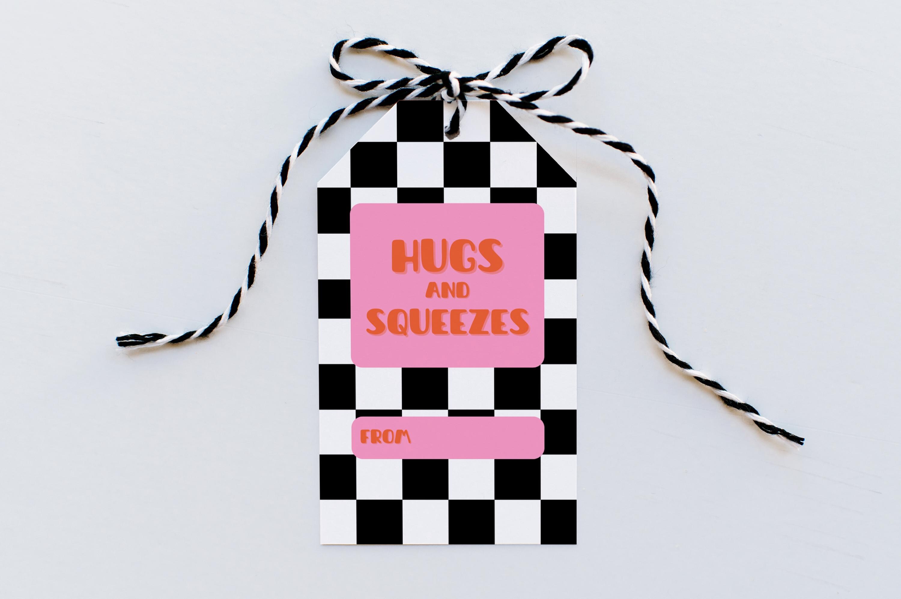 Hugs and Squeezes, Valentine Printable, Squeeze Pouch Valentines Tag ...