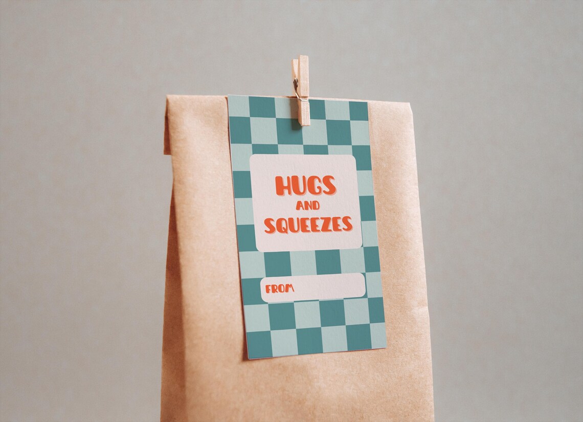 Hugs and Squeezes, Valentine Printable, Squeeze Pouch Valentines Tag ...