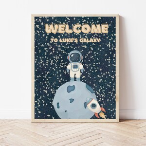Spacethemed Birthday Sign Template, Editable Boys Space Bday Welcome ...