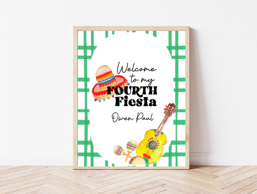 Fiesta Birthday Welcome Sign, Fourth Fiesta Party, Mexican Theme Bday ...