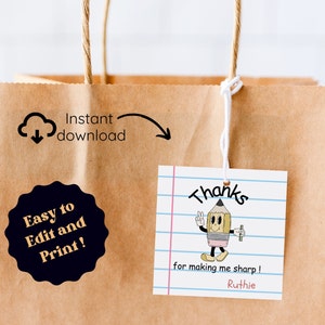 Editable Teacher Appreciation Tag, Teacher Thank You Gift Tag, Teacher ...