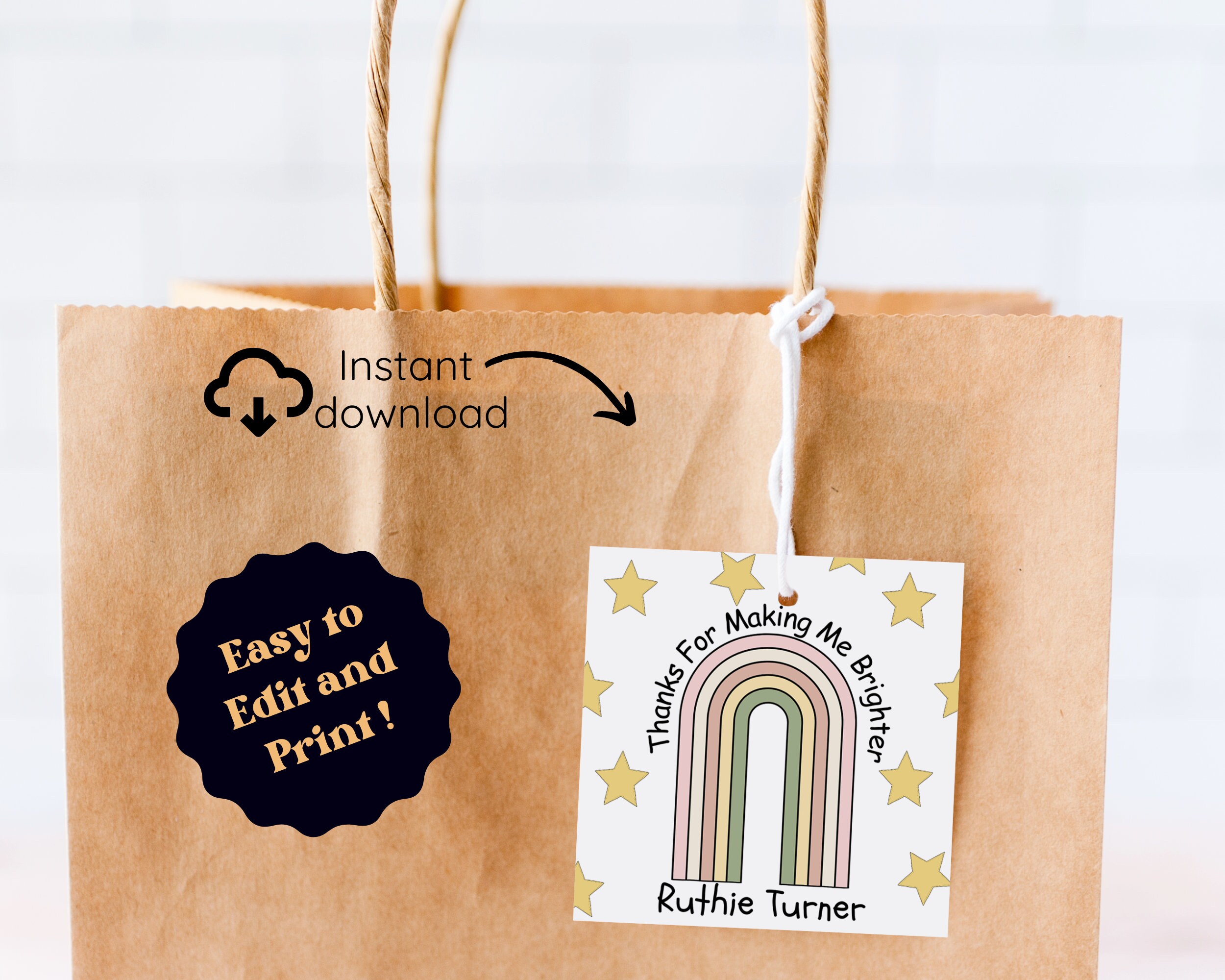 Editable Teacher Appreciation Tag, Teacher Thank You Gift Tag, Teacher ...