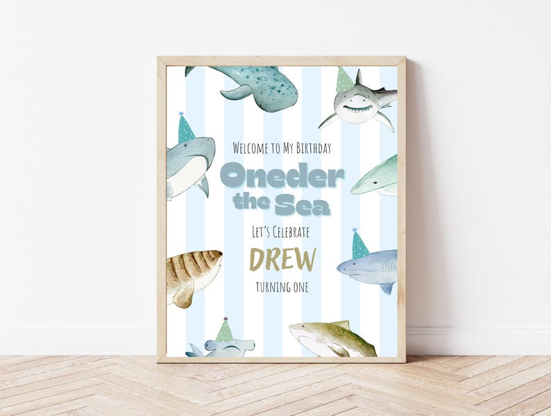 Editable Boys Birthday Welcome Sign Template, Under the Sea Theme ...