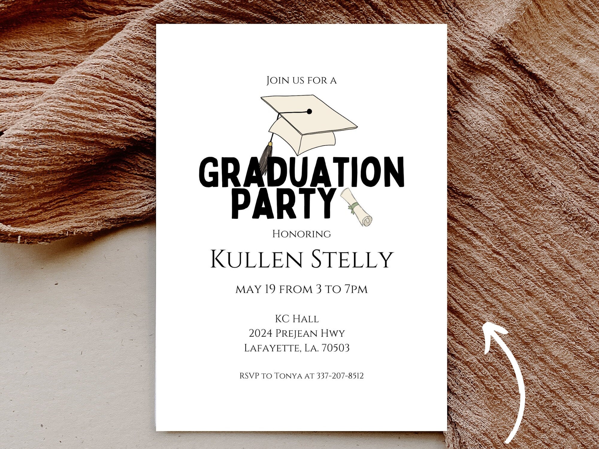 Editable Modern Graduation Invitation Template, Simple Boys Grad Invite ...