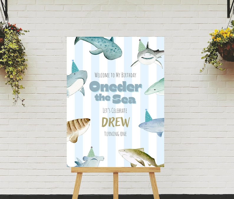Editable Boys Birthday Welcome Sign Template, Under the Sea Theme ...