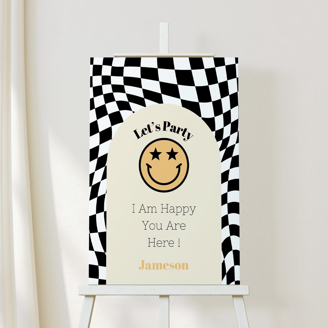 Boys Smiley Face Bday Sign Template, Retro Smiley Face Birthday, Happy ...