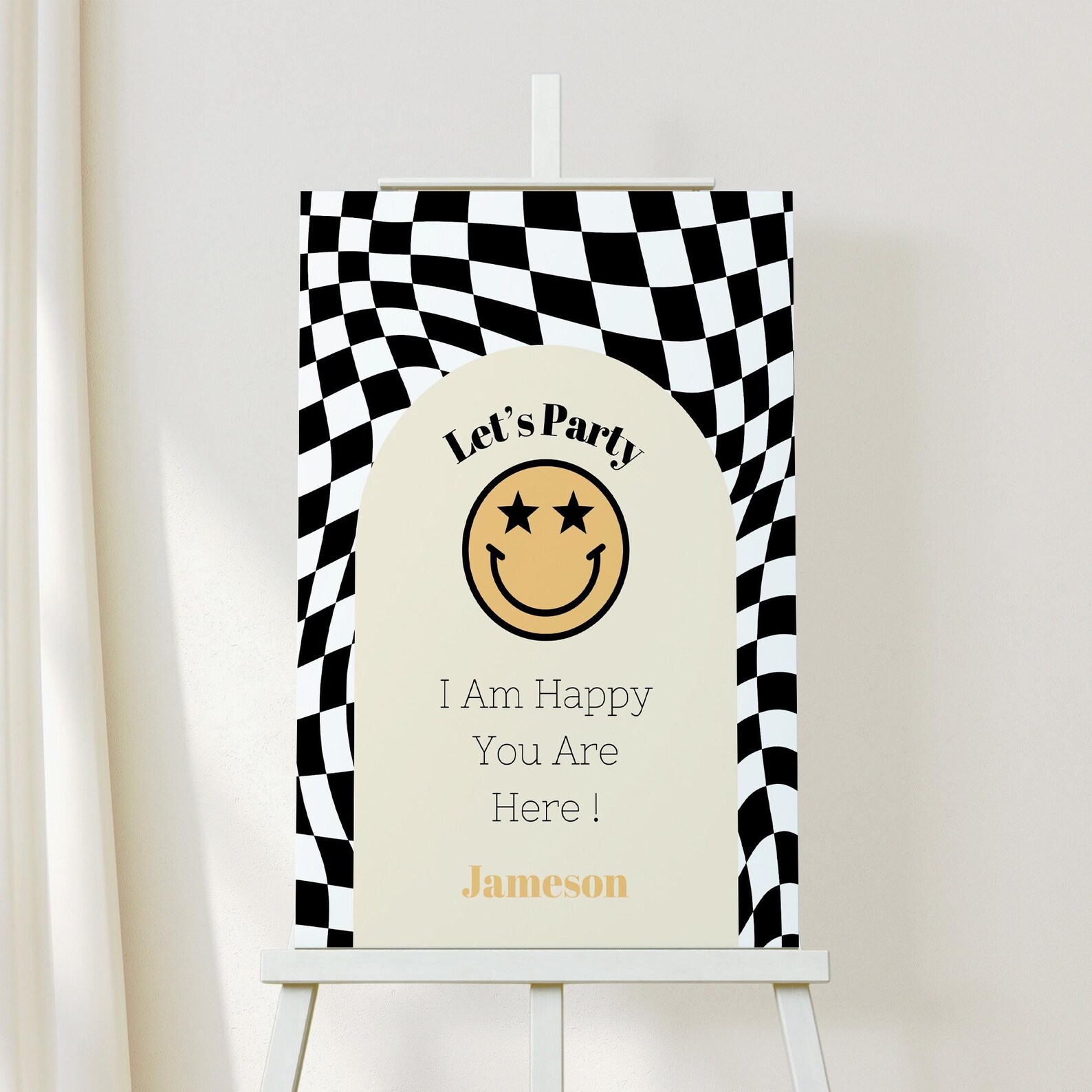 Boys Smiley Face Bday Sign Template, Retro Smiley Face Birthday, Happy ...