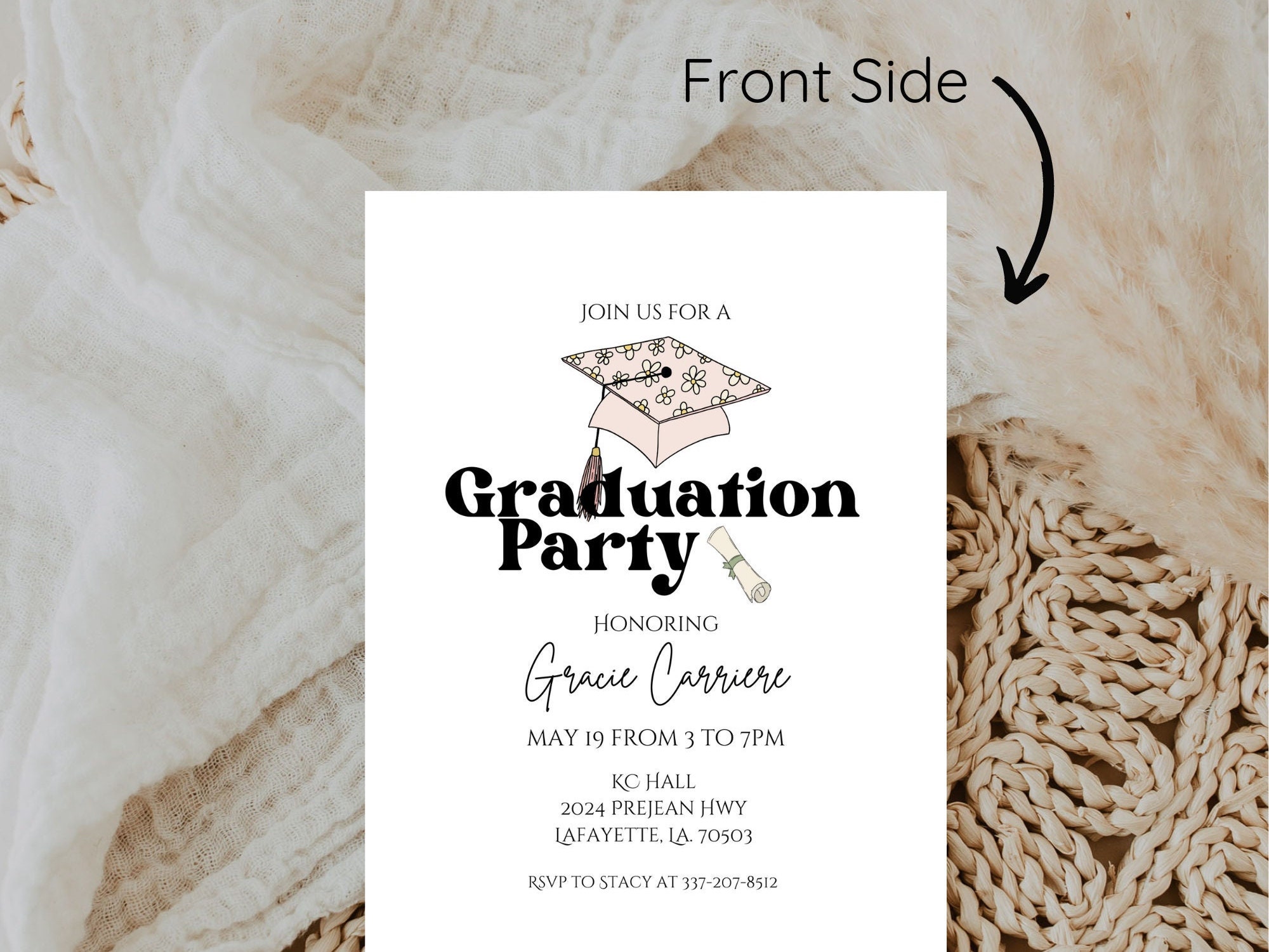 Editable Minimalist Grad Party Template, Girls Boho Senior Announcement ...