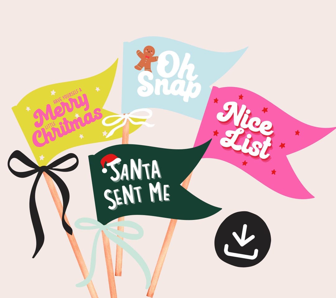 Kids Christmas Pennant Flag Bundle, Bright Holiday Gifting Flags, DIY ...