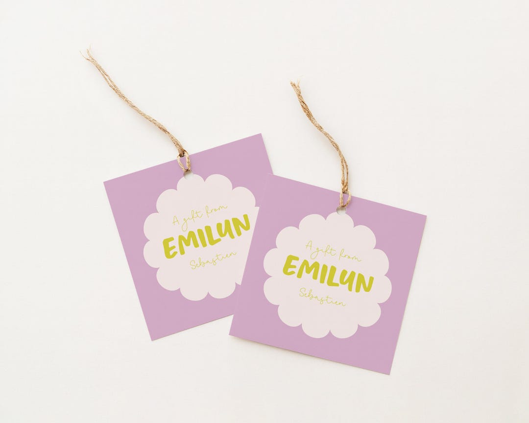 Girls Downloadable Gift Tags, Personalized Printable Gift Tag Template ...