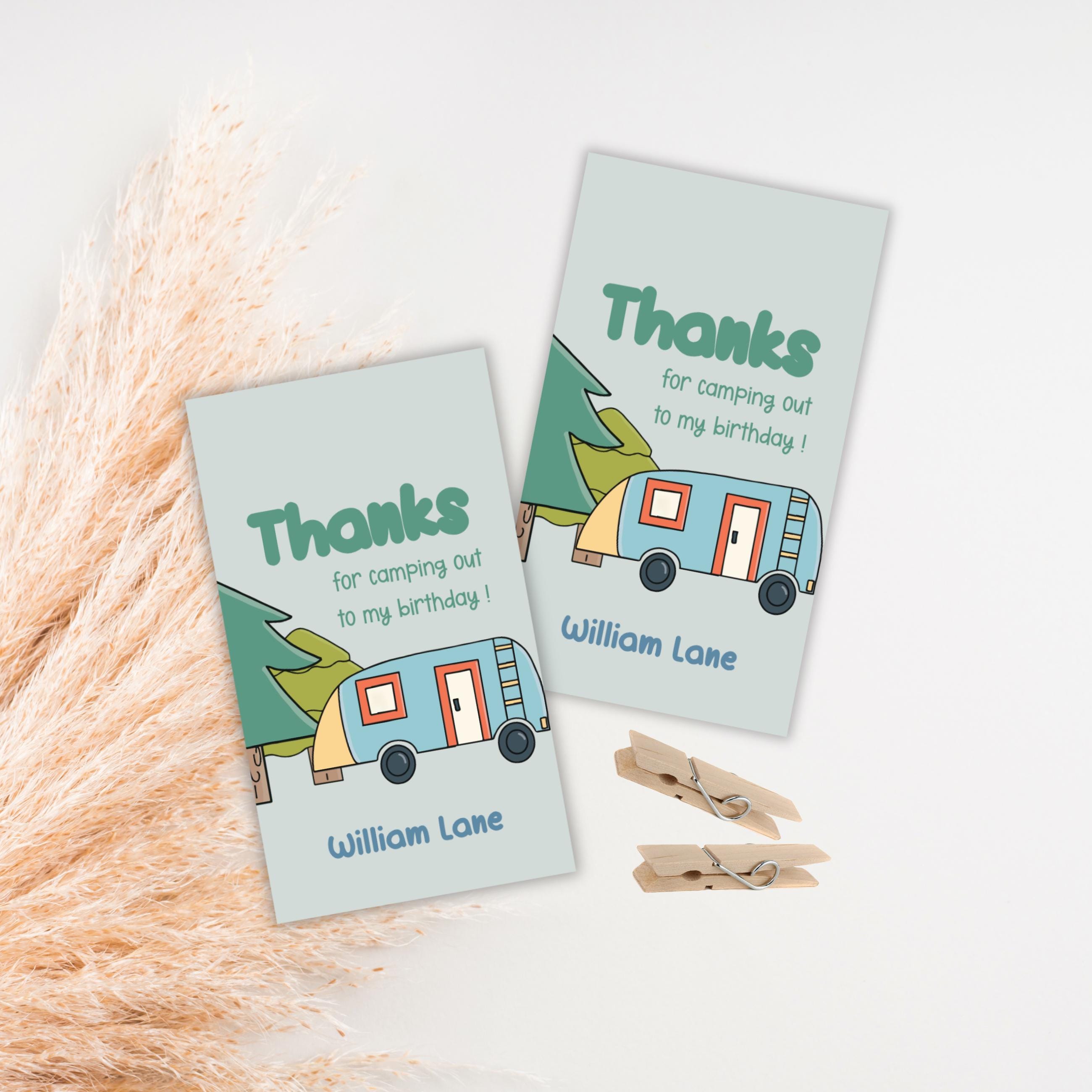 Editable One Happy Camper Party Favor Tag Template, Boys Camping ...