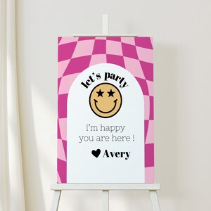 Smiley Face Girl Birthday Party Sign Template, Girls Happy Face Sign ...