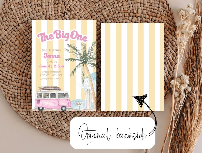 The Big One Birthday Invitation Template, Girls Beach Theme First Bday ...