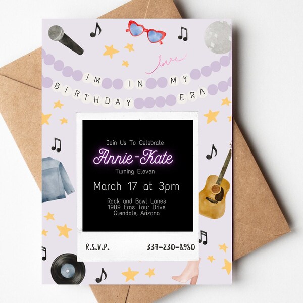 Tween Swiftie Birthday Party Invitation - Etsy