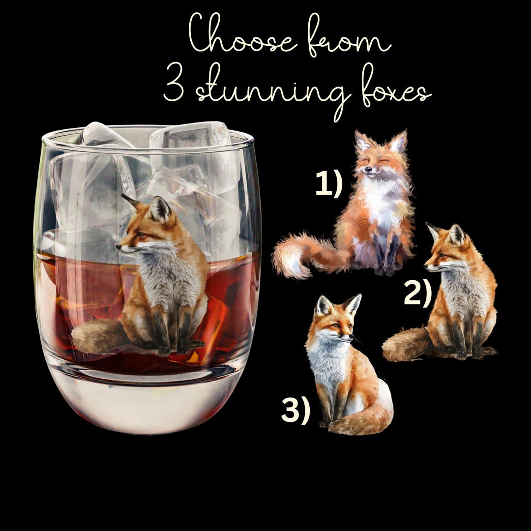 Fox Whiskey Glass, Drinking Glass, Wine Tumbler, Stemless Wine Glass ...