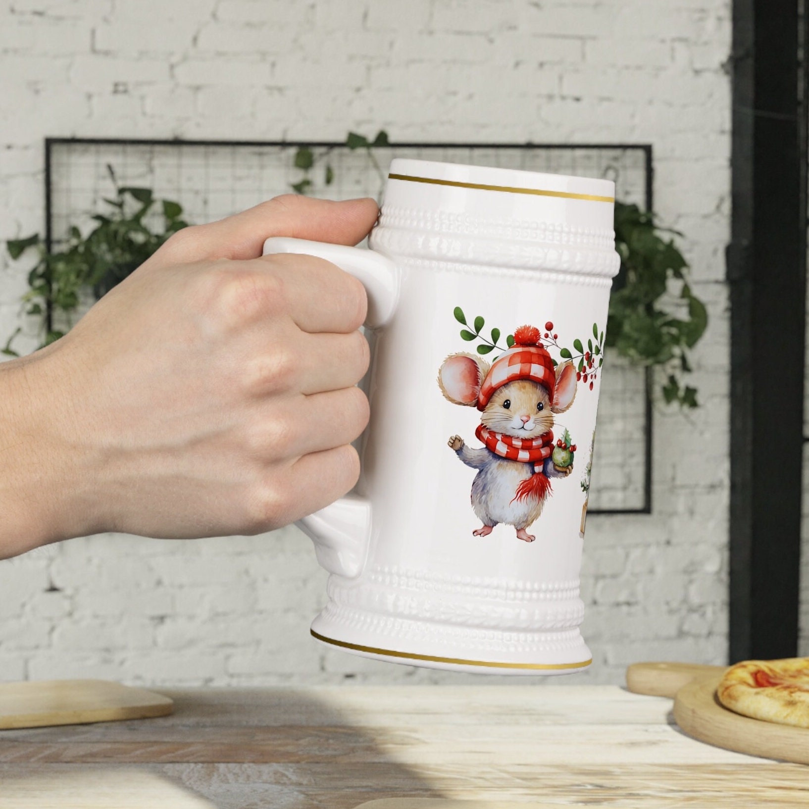 Christmas Mouse Stein Mug, Festive Mice Mug, Hot Chocolate, Xmas Mice ...