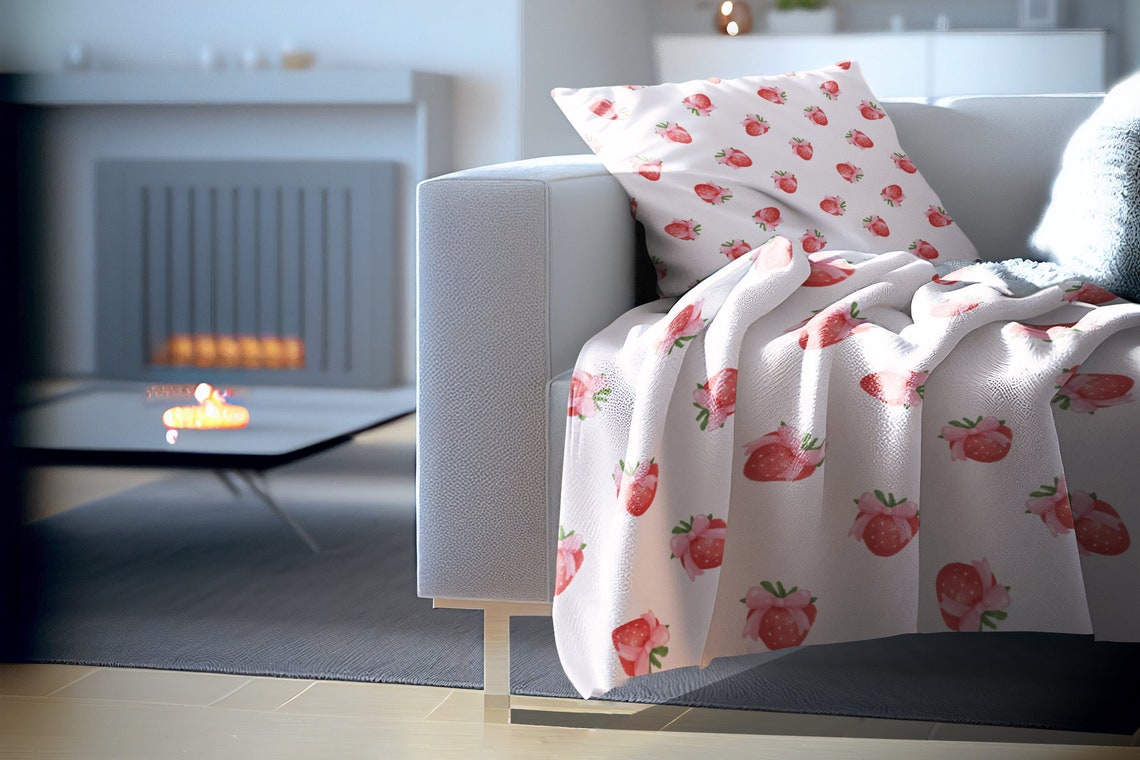 Strawberry Pillow - Large Square Pillows - Bedroom Decor - Coquette ...