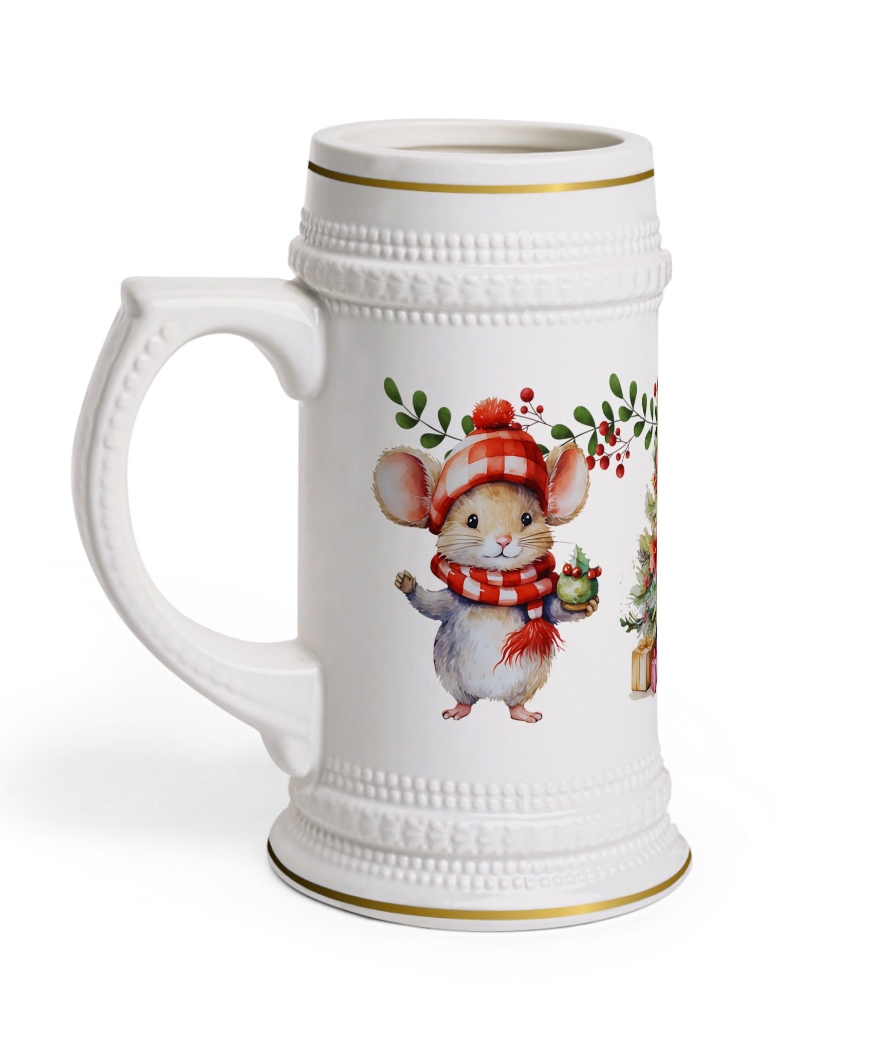 Christmas Mouse Stein Mug, Festive Mice Mug, Hot Chocolate, Xmas Mice ...