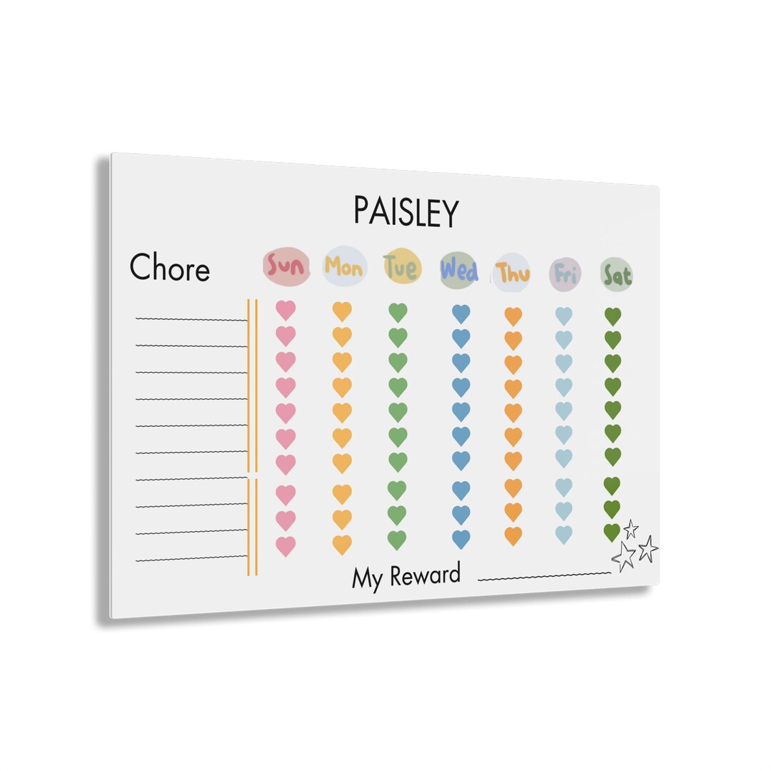 Personalized Chore Chart, Acrylic Dry Erase Board, Kids Chore, Family ...