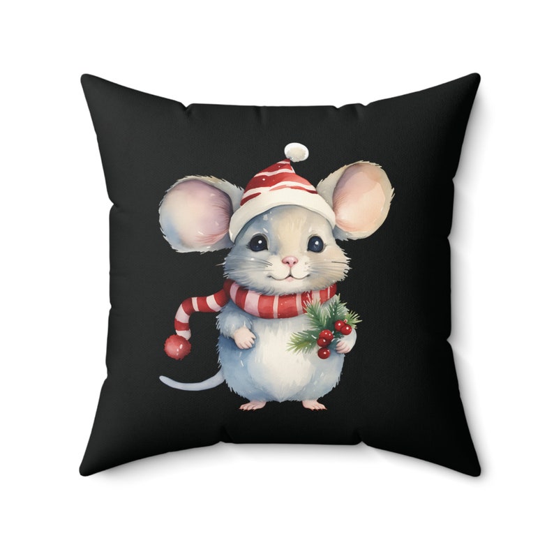 Christmas Mouse Throw Pillow, Large Cushion, Festive Mice, Xmas Cushion ...