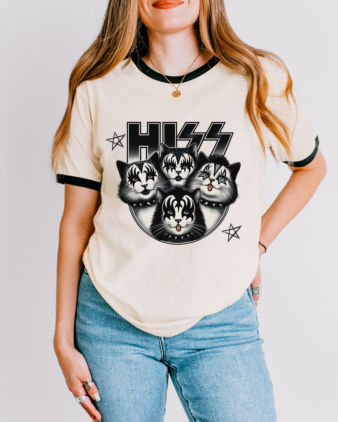 Hiss Cats Ringer T-shirt, Funny Cat, Rock Shirt, Unisex Cat Tee ...