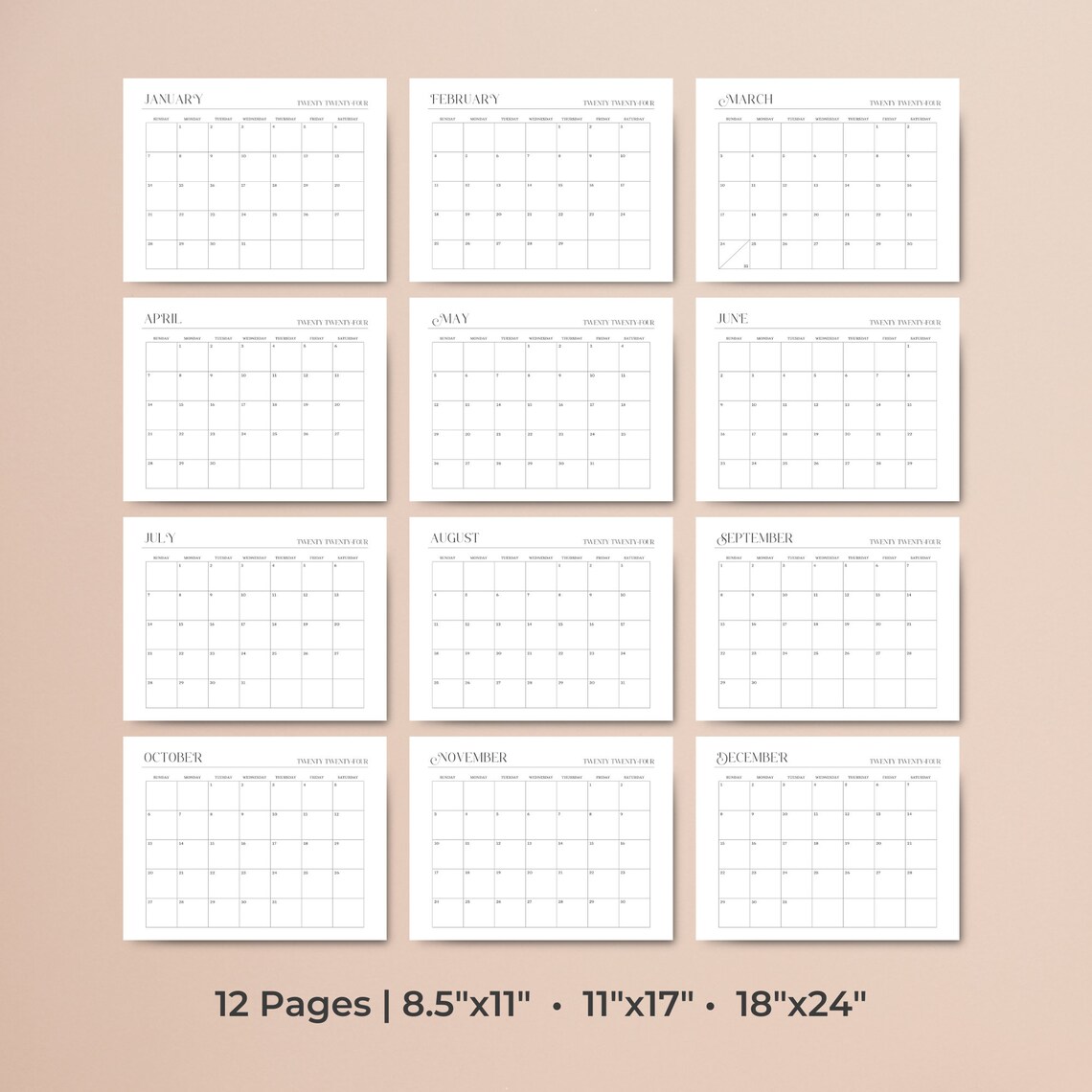 Large Wall Calendar 2024, Desk Calendar, Poster Calendar DIGITAL ...