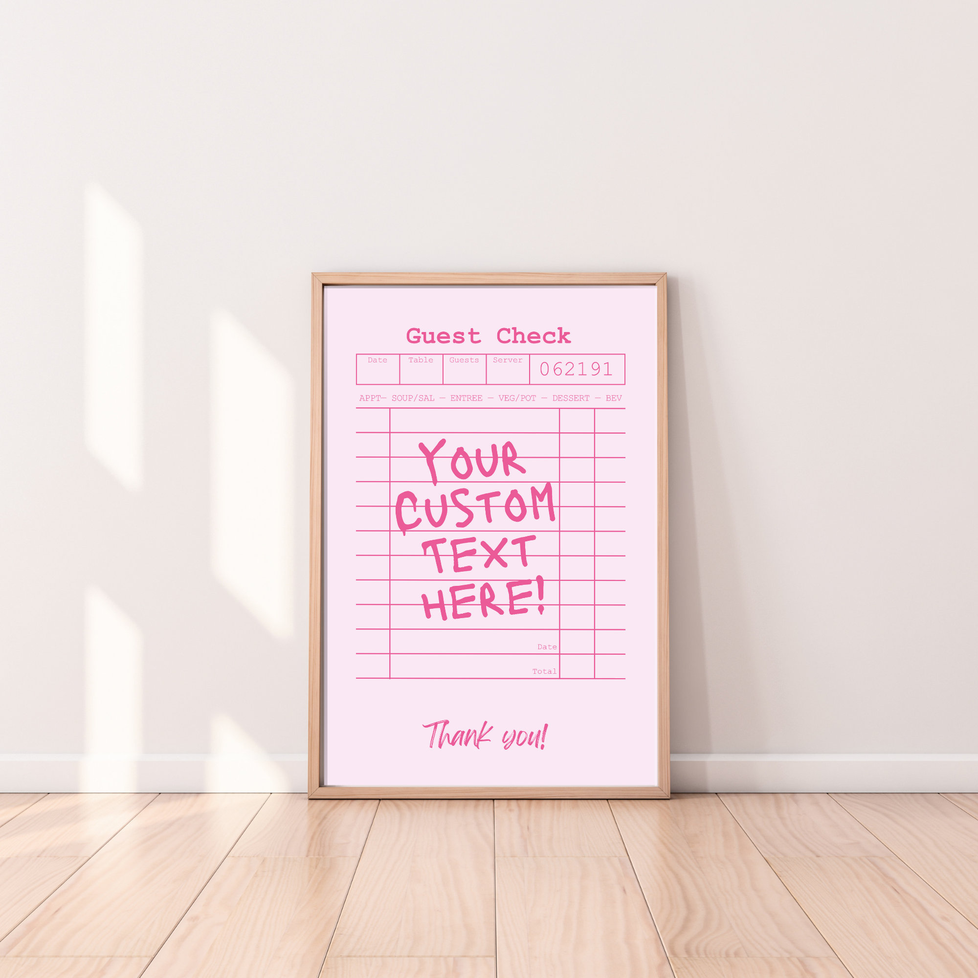 Custom Guest Check Art Print Template | Trendy Retro Wall Art, Digital ...