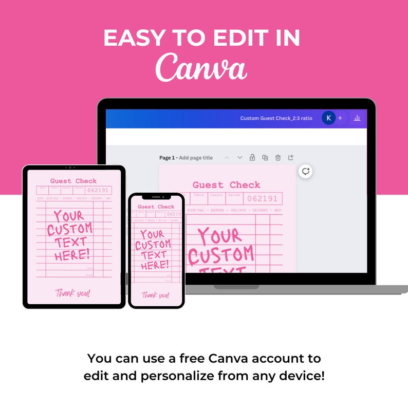Custom Guest Check Art Print Template Trendy Retro Wall Art - Etsy