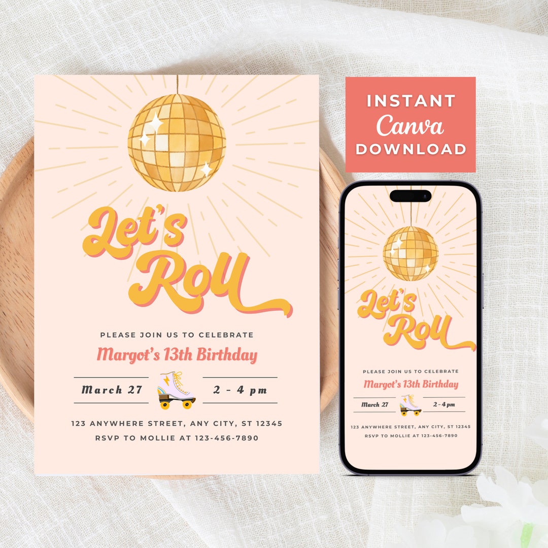 Roller Skate Birthday Invitation Template | Animated Invitation for ...