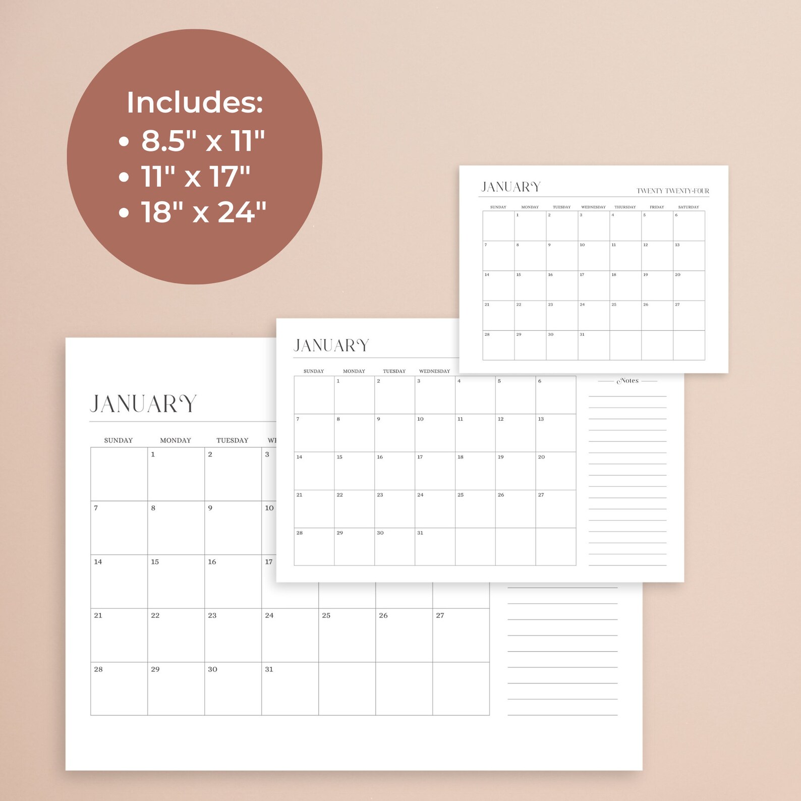 Large Wall Calendar 2024, Desk Calendar, Poster Calendar DIGITAL ...