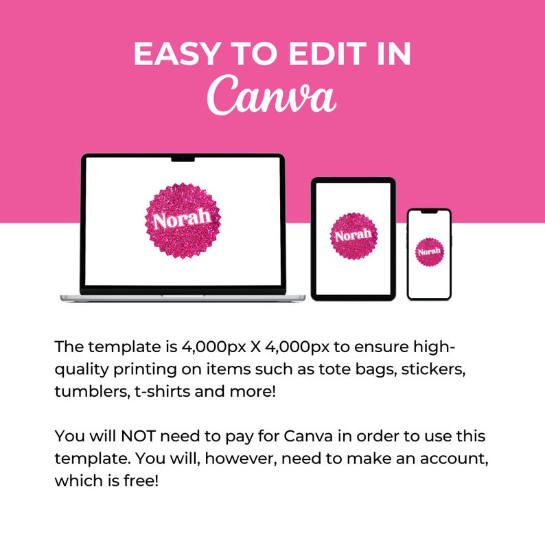 Editable Name Logo PNG SVG Canva TEMPLATE | Personalized Sticker, Shirt ...