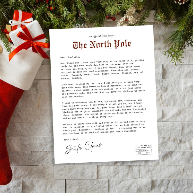 Santa Letter Letter From Santa Personalizededitable Canva - Etsy