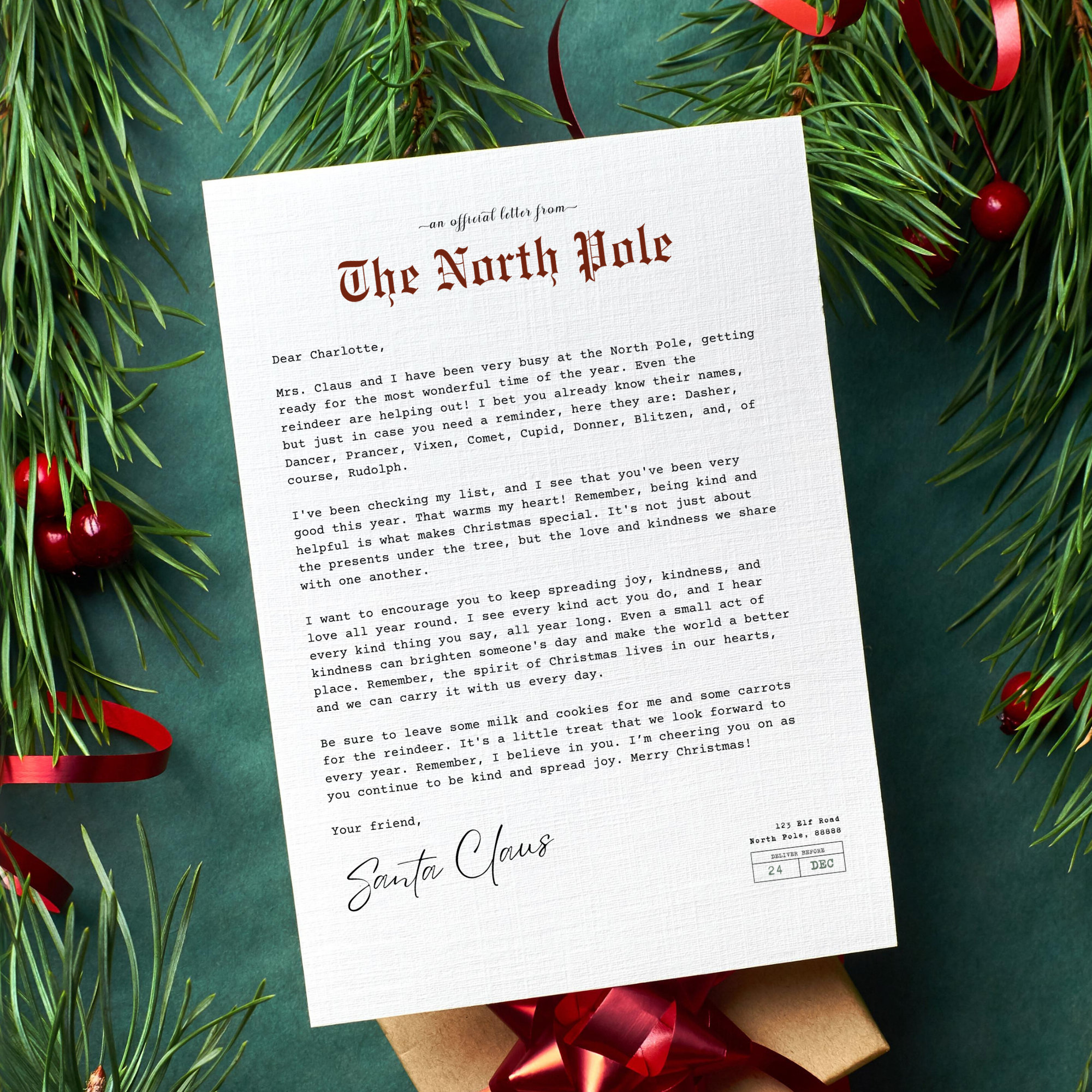 Santa Letter Letter From Santa Personalizededitable Canva - Etsy