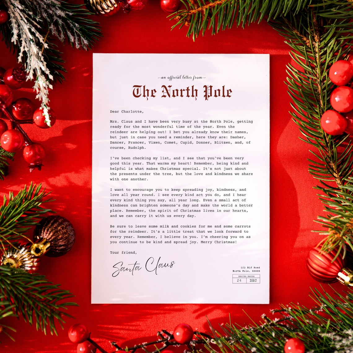 Santa Letter Letter From Santa Personalizededitable Canva - Etsy