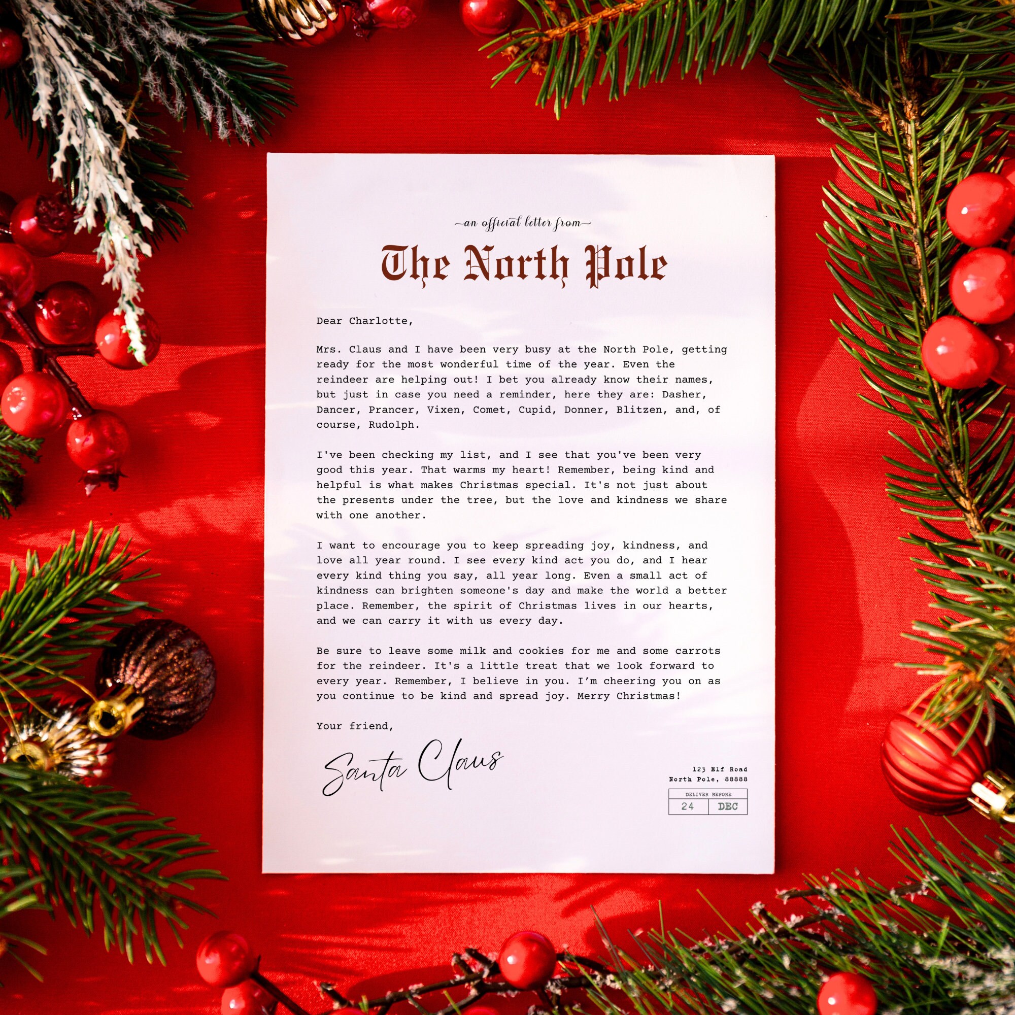 Santa Letter Letter From Santa Personalizededitable Canva - Etsy