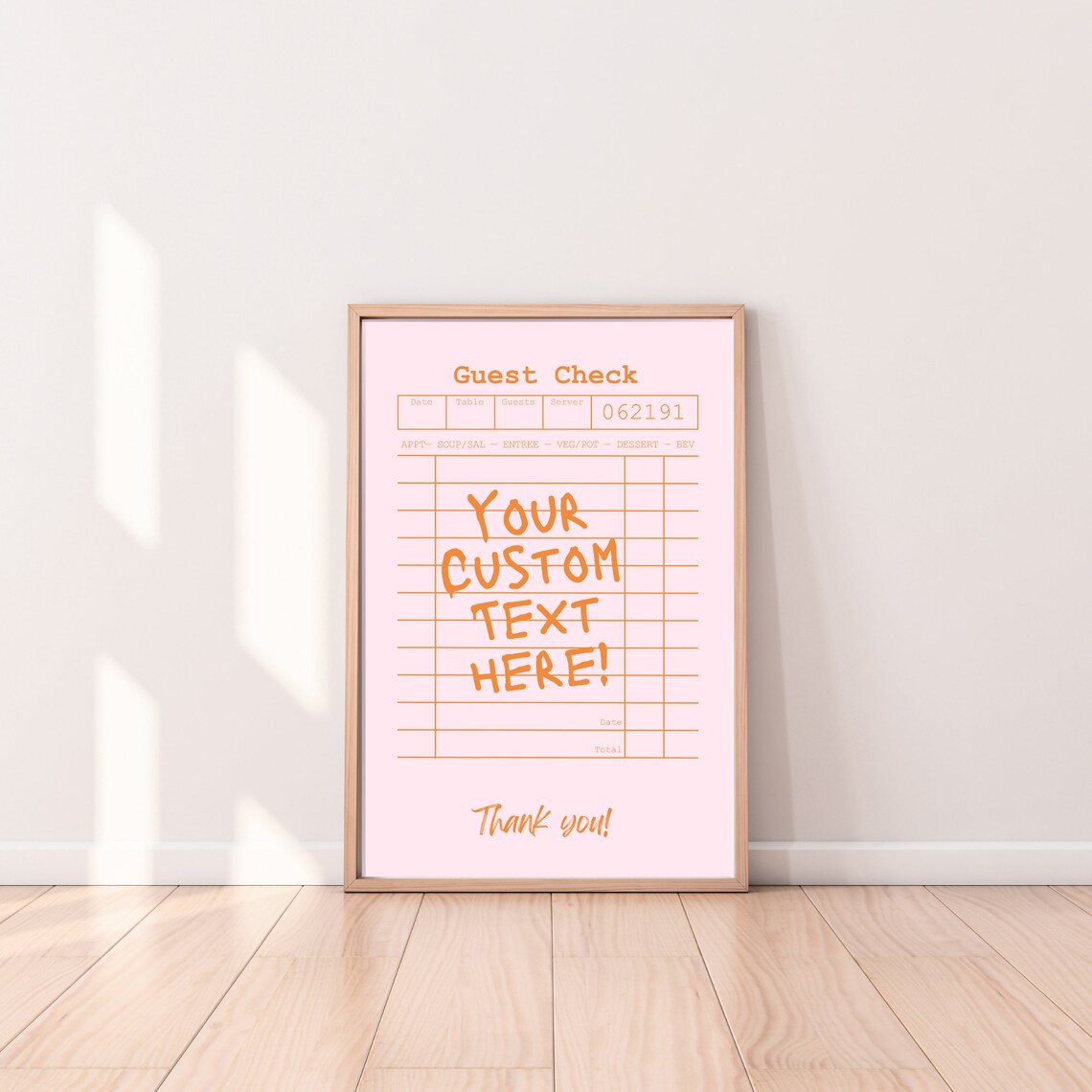 Custom Guest Check Art Print Template Trendy Retro Wall Art - Etsy