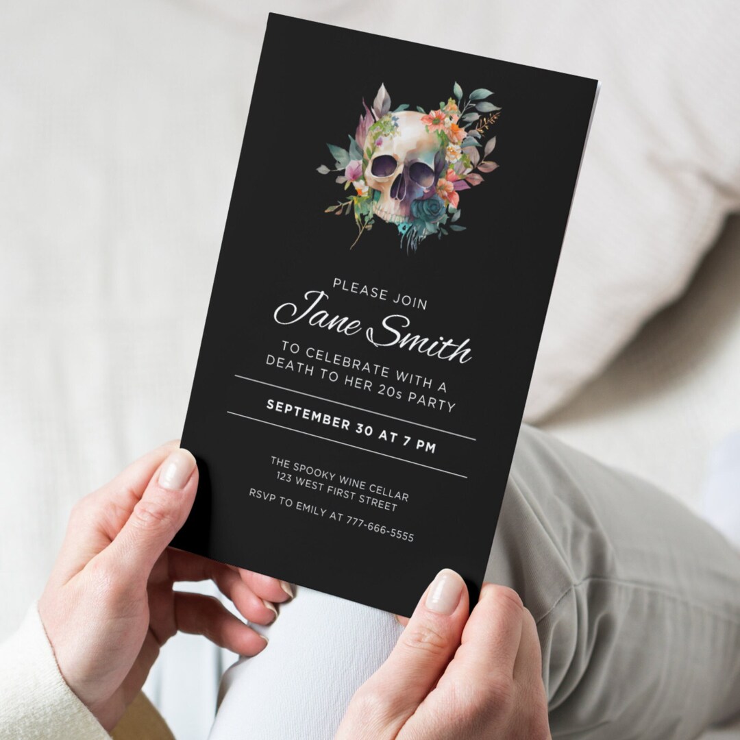 Death to My 20s Editable Invite Canva Template 5x7in Digital - Etsy
