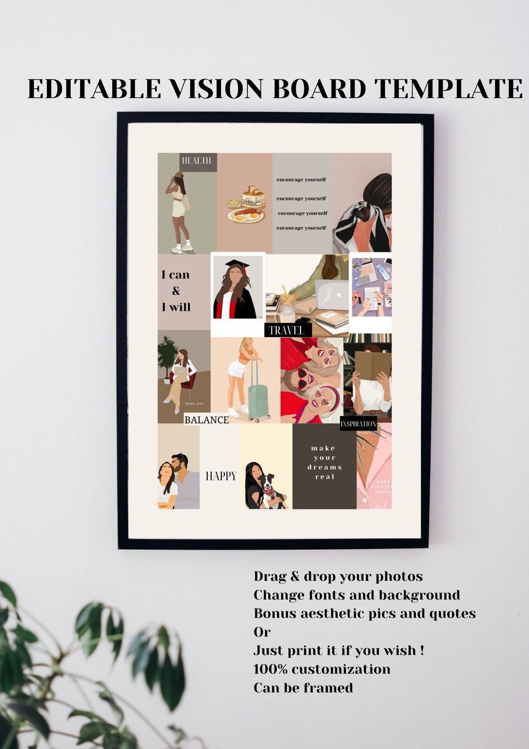 Digital Vision Board | Collage | Printable| Mood Board | That Girl ...