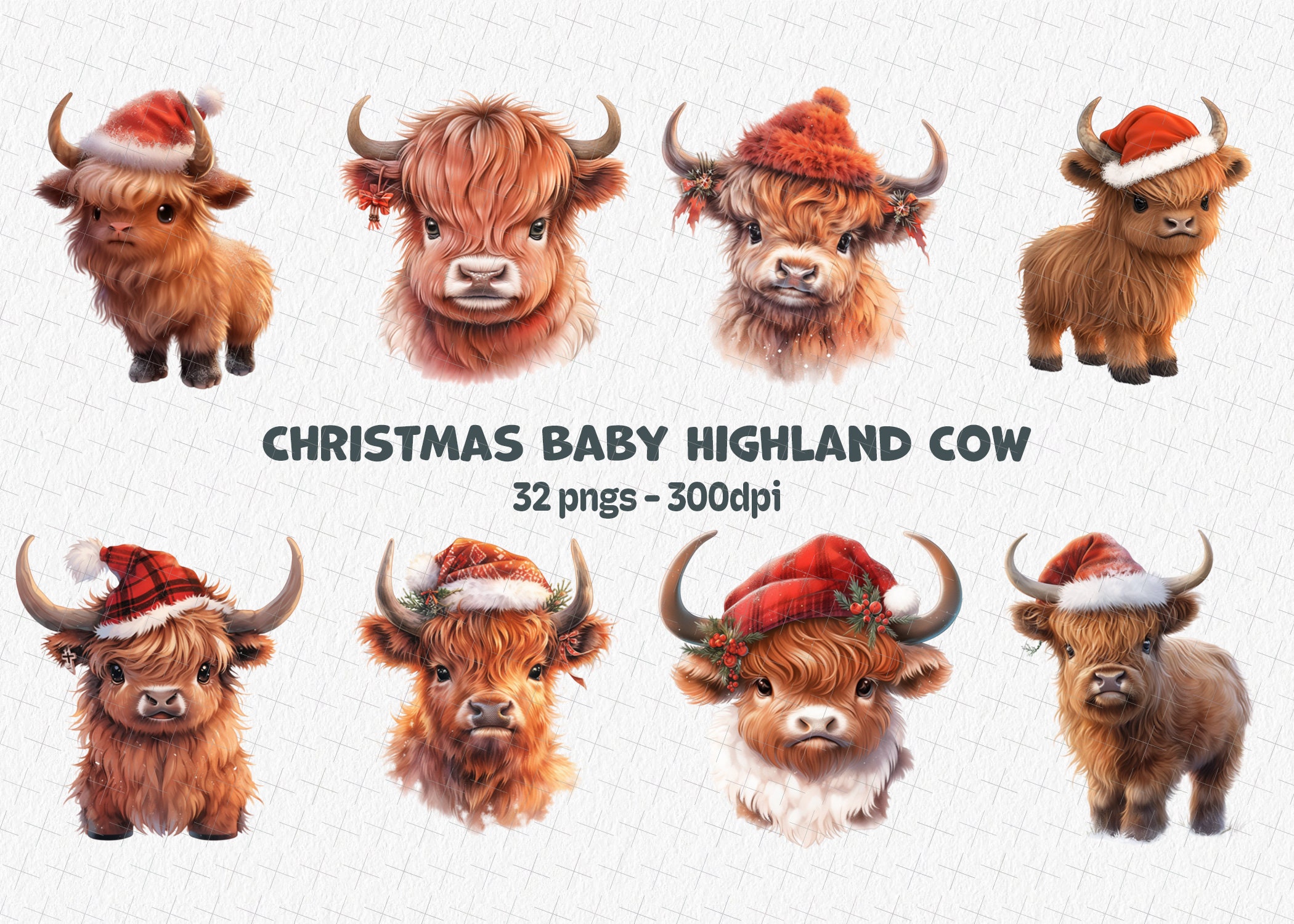 Watercolor Christmas Baby Highland Cow Clipart Christmas Bay - Etsy