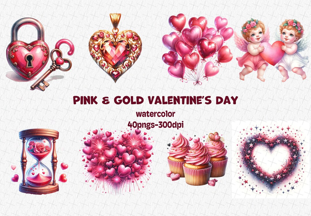 Watercolor Valentine's Day Clipart |high Quality Png,valentine's Decor ...