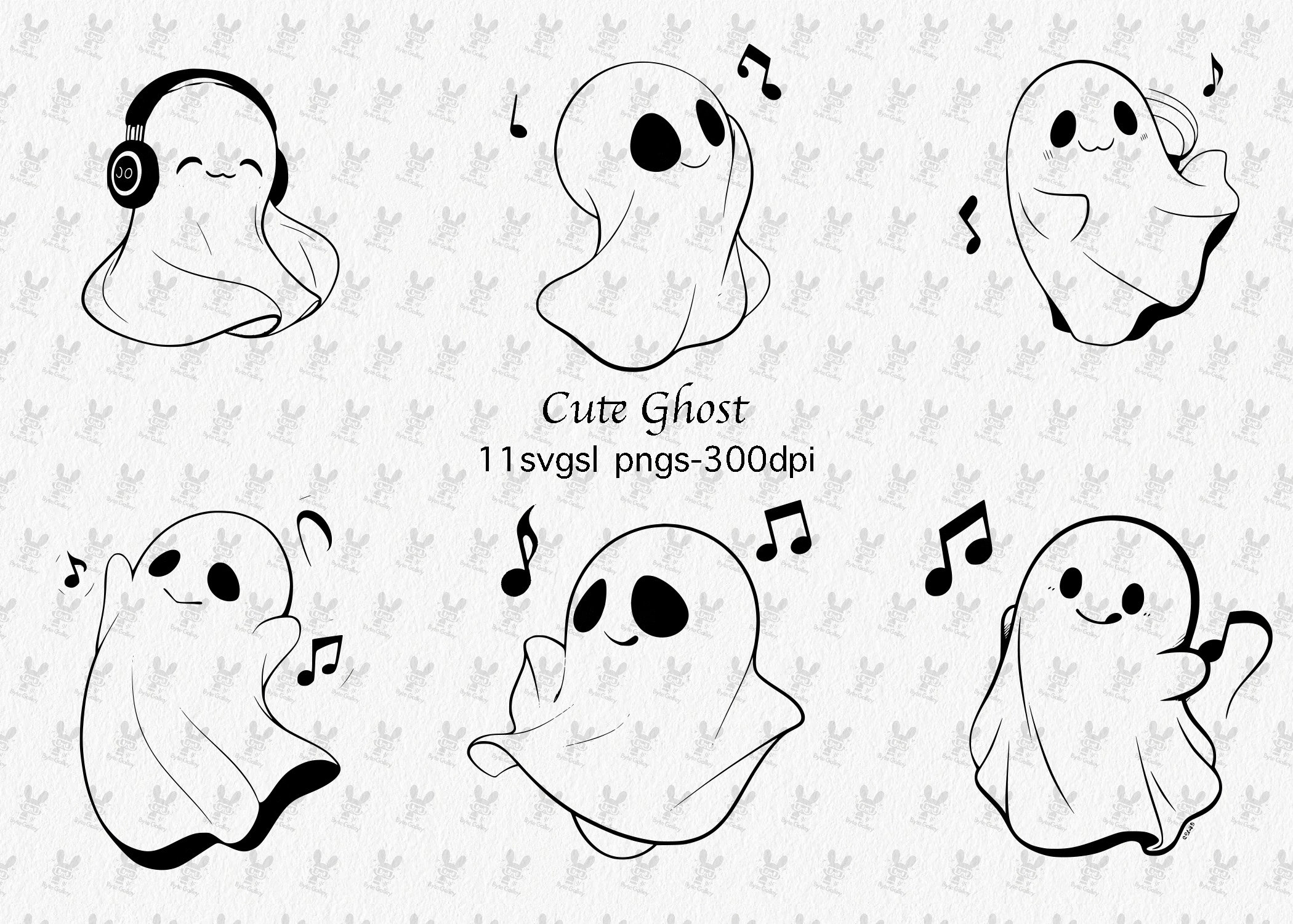 Cute Ghosts SVG Bundle, Ghost Silhouette, Halloween SVG, PNG, Vector ...